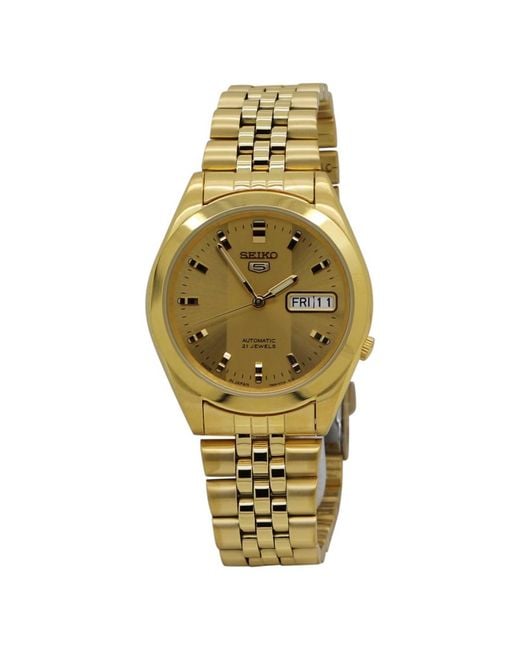 Seiko Metal 5 Automatic Gold Dial Watch in Gold Tone,Yellow (Metallic) for Men | Lyst