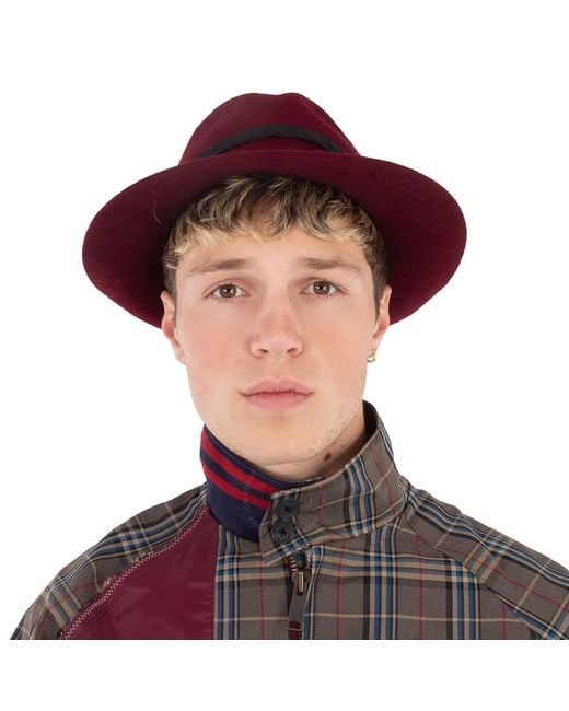 Yohji Yamamoto Burgundy Center Crease Hat in Brown for Men | Lyst