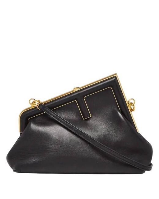 Fendi First Small Nappa Leather Clutch in Black | Lyst