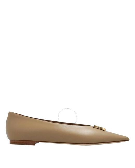 Burberry Ezra Tb Monogram Motif Ballet Shoe in Natural | Lyst