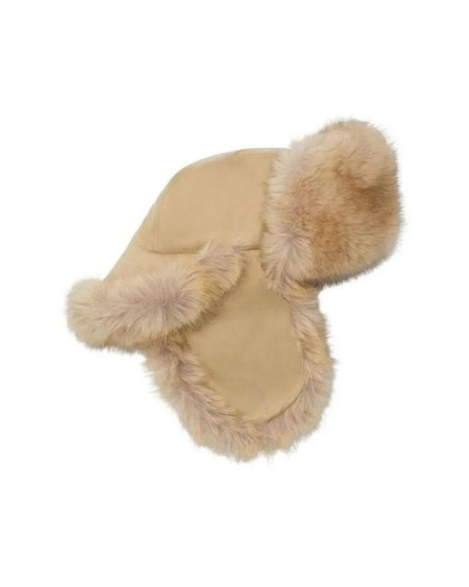Burberry Faux-fur Trim Ear-flap Trapper Hat in Natural for Men | Lyst