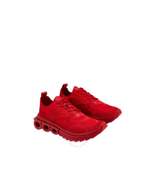 Ferragamo Nima Knit Running Sneakers in Red for Men | Lyst