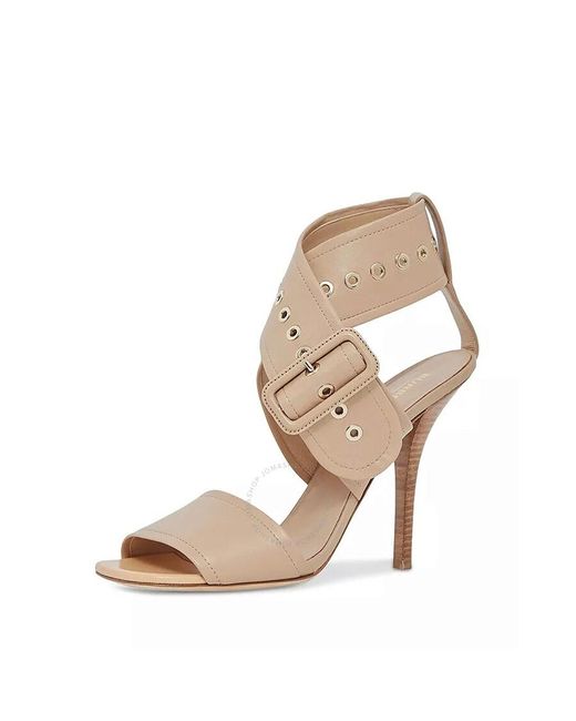 Burberry Soft Fawn Buckle Strap Leather Stilettos Heels in Metallic | Lyst