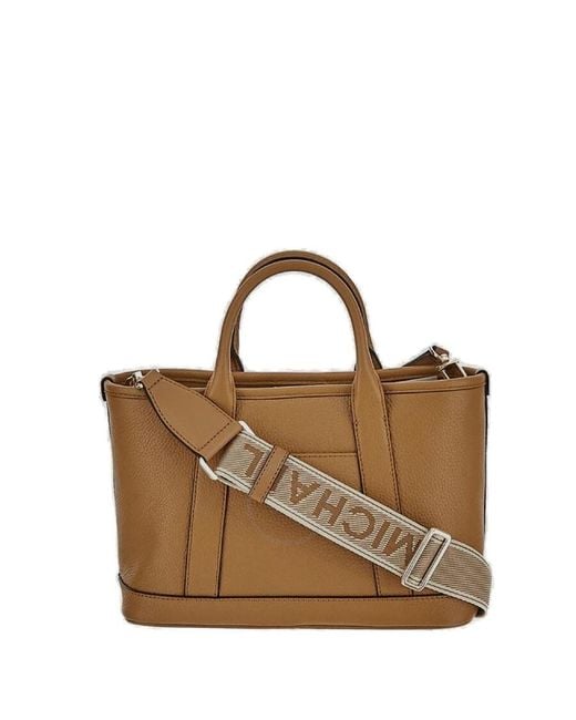 Michael Kors Luisa Small Leather Satchel in Brown | Lyst