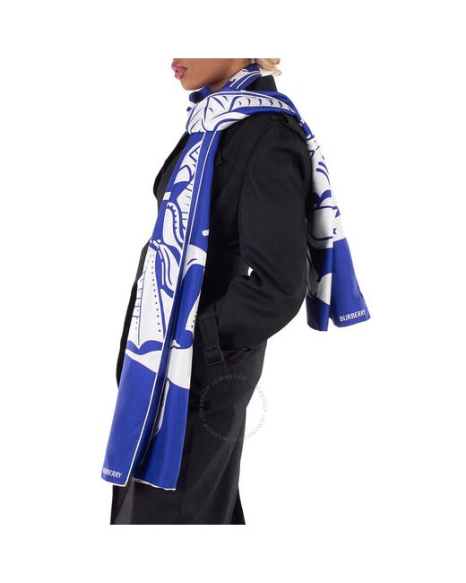 Burberry Knight Emblem Silk Scarf in Blue | Lyst