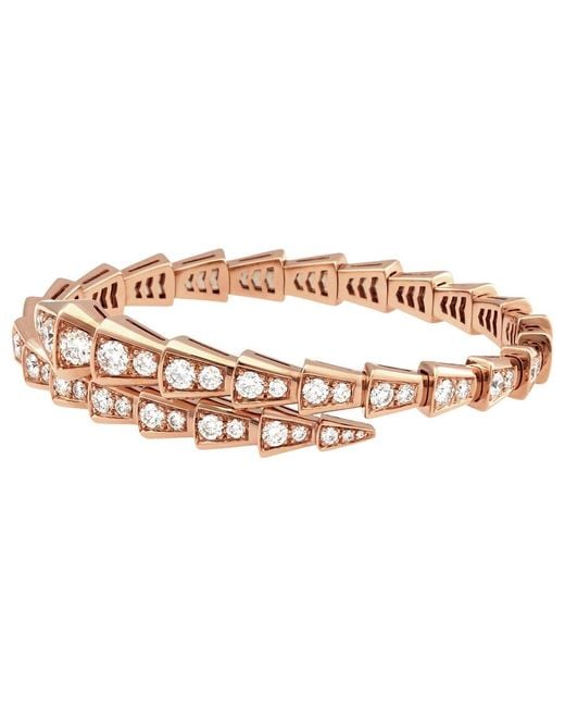 BVLGARI 18Kt Rose Serpenti Viper Diamond Bracelet in Pink | Lyst