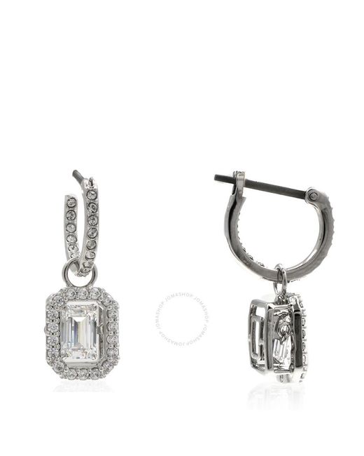 Swarovski Ladies Millenia Rhodium Plated Octagon Cut Drop Earrings in ...