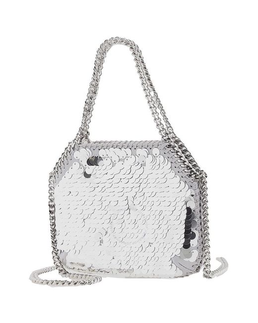 Stella McCartney Falabella Oversized Sequin Mini Tote Bag in Gray | Lyst