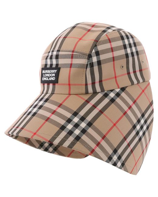 Burberry Archive Vintage Check Logo Applique Bonnet Cap in Natural for Men | Lyst