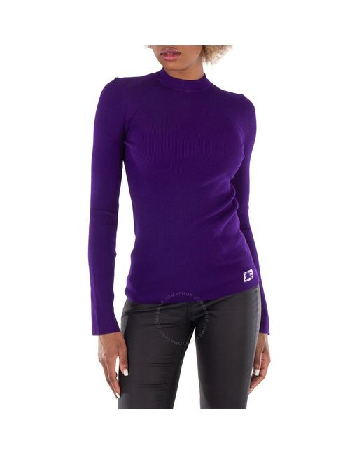 Burberry Equestrian Knight Logo Wool Blend Sweater in Purple | Lyst