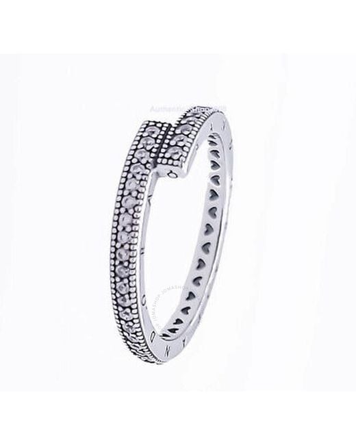 PANDORA Ladies Sterling Sparkling Overlapping Ring in Metallic | Lyst