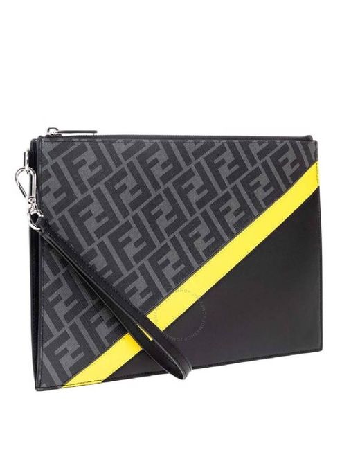Fendi Ff Logo Jacquard Flat Pouch in Blue for Men | Lyst