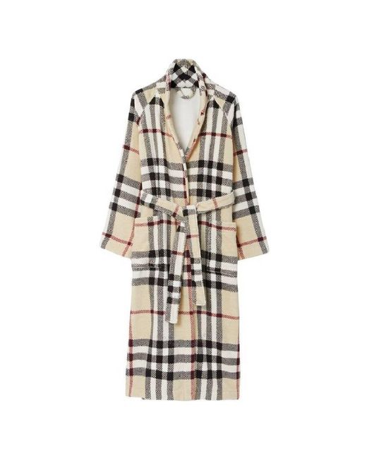 Burberry Stone Check Cotton Robe in White for Men Lyst UK