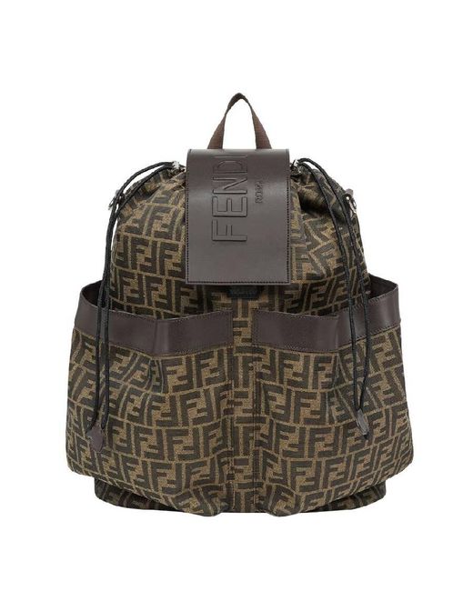Fendi Strike Large Ff Logo Jacquard Backpack in Black for Men | Lyst