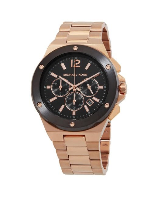 Michael Kors Lennox Chronograph Quartz Black Dial Watch in Metallic for ...