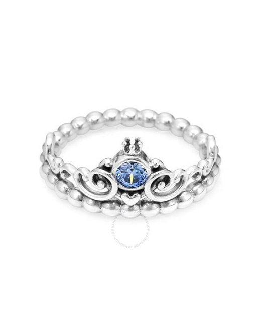PANDORA Ladies Sterling Disney Cinderella Tiara Ring in Metallic | Lyst