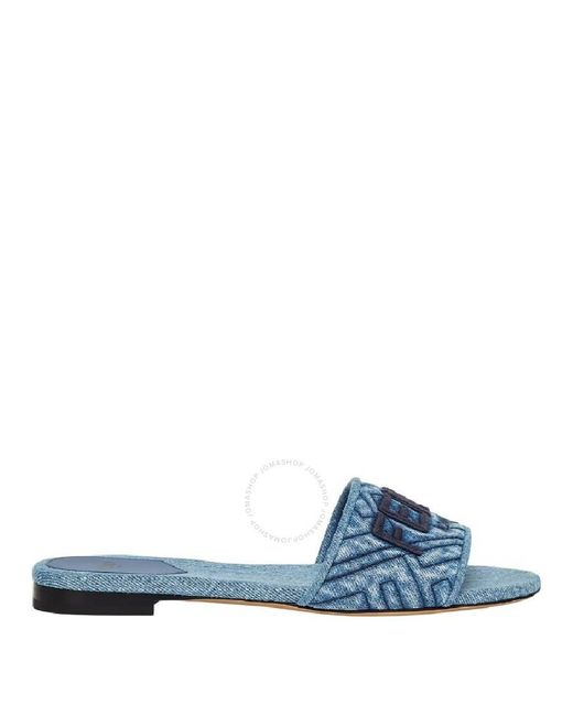 Fendi Signature Denim Wide-Band Slides, Brand Size 37 Us in Blue | Lyst