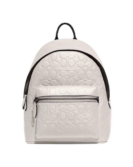 COACH Signature Leather Backpack in Gray for Men | Lyst