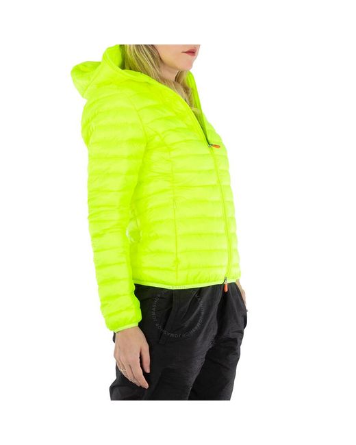Save The Duck Fluo Kyla Hooded Puffer Jacket in Yellow | Lyst UK