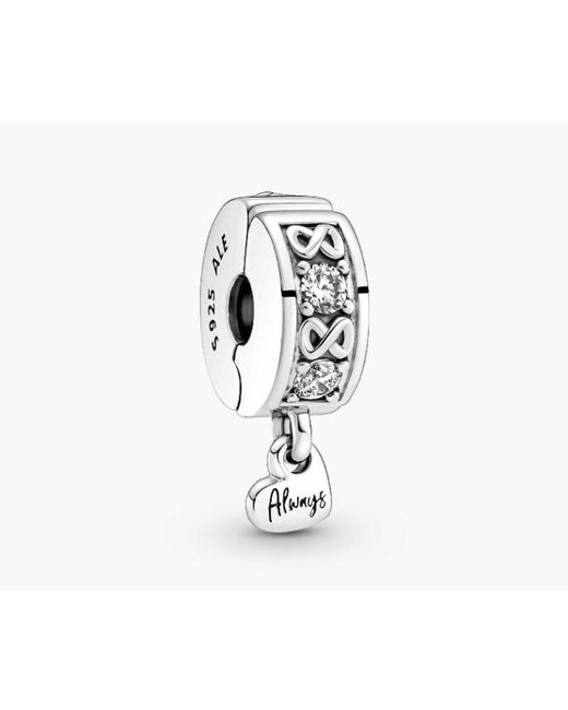 PANDORA Infinity Sterling Clip in White | Lyst