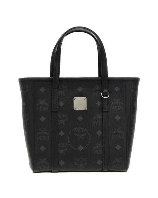 MCM Visetos Mini Toni Top-Zip Shopper Bag in Black | Lyst