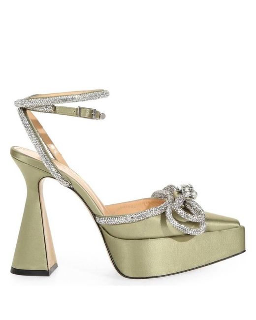 Mach & Mach Double Bow Platform Pumps in Metallic | Lyst
