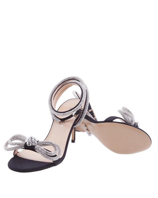 Mach & Mach Crystal Double Bow Sandals in Metallic | Lyst UK