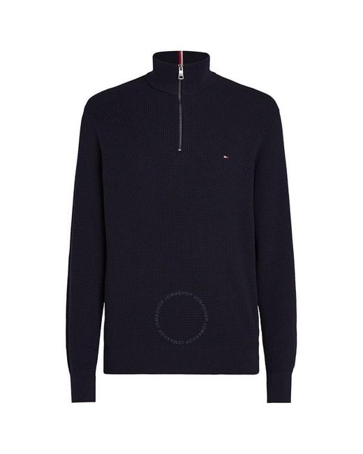 Tommy Hilfiger Structure Half-Zip Pullover in Blue for Men | Lyst