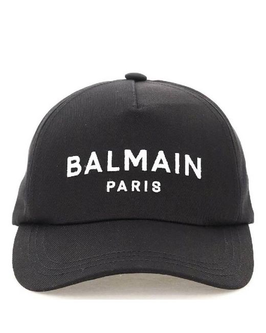Balmain Logo Embroidered Cotton Baseball Cap in Black for Men | Lyst UK
