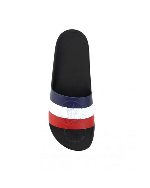Moncler Basile Signature-Stripe Pool Slides, Brand Size 41 Us in Blue ...