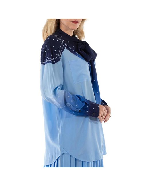 Burberry Soft Cornflower Bindie Constellation-print Silk Blouse in Blue ...