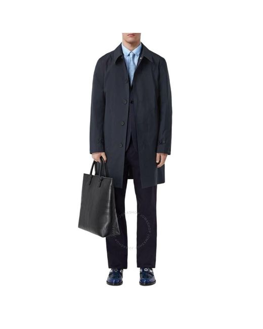 Burberry Lewisham Logo Print Technical Car Coat in Blue for Men | Lyst