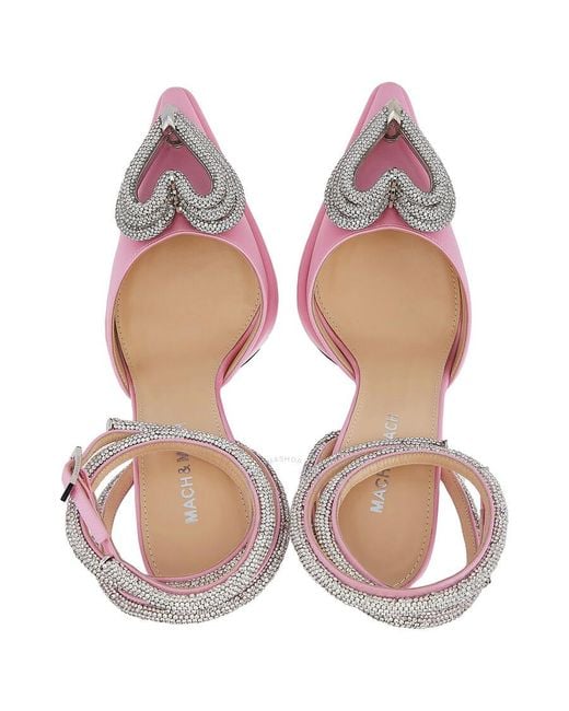 Mach & Mach Crystal Triple Heart Platform Pumps in Pink | Lyst