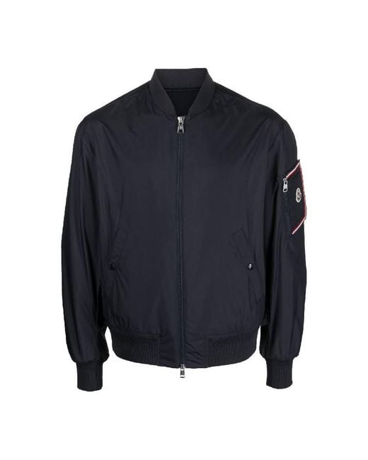Moncler Bharani Logo-Patch Bomber Jacket, Brand Size 4 (X-Large) in ...