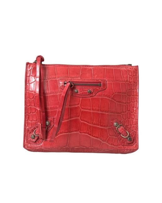 Balenciaga Exotic Skin Leather Classic Pouch Purse Wristlet Bag ...