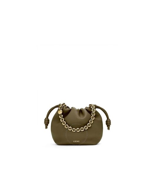 Loewe Nappa Mini Flamenco Crossbody Bag in Green | Lyst