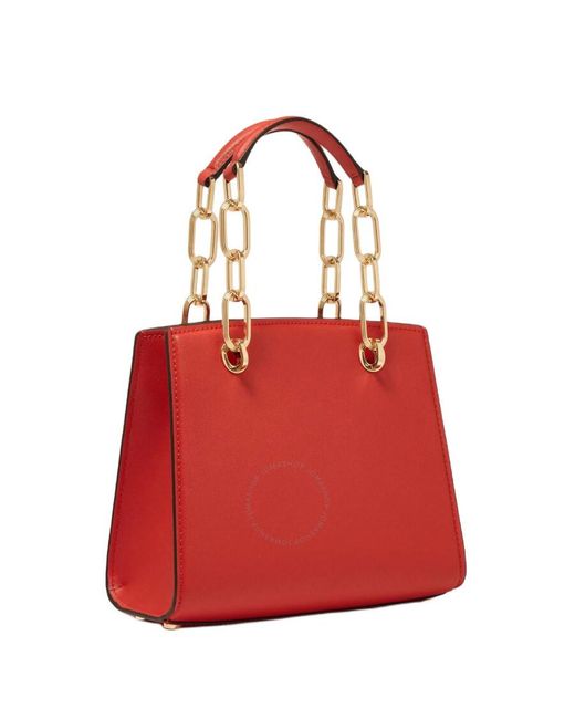 Michael Kors Cynthia Small Leather Satchel Bag in Red | Lyst