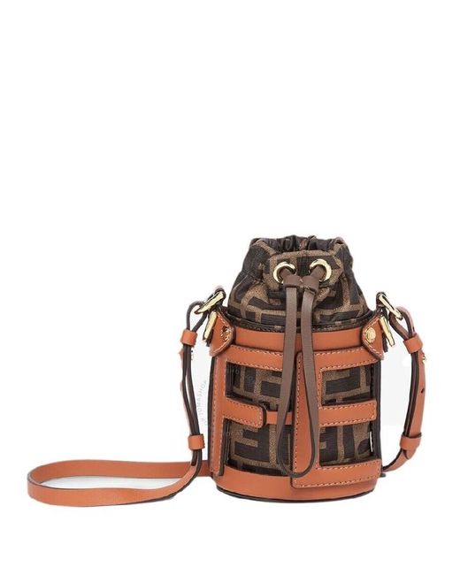 Fendi Step Out Nano Bucket Bag in Brown | Lyst