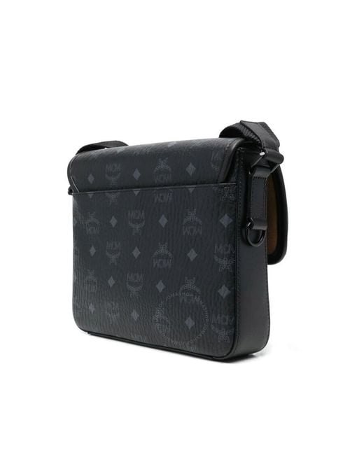 MCM Klassik Logo Messenger Bag in Blue | Lyst