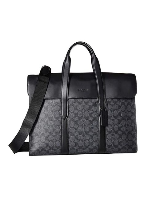 COACH Signature Canvas Metropolitan Portfolio in Black for Men | Lyst
