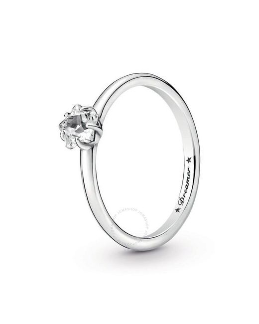 PANDORA Sterling Celestial Sparkling Star Solitaire Ring in Metallic | Lyst