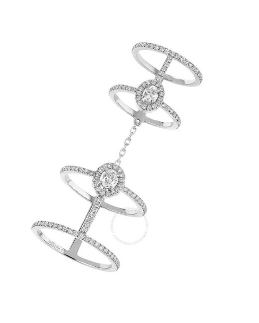 Messika 18K Glam'Azone Double Pave Diamond Ring in White | Lyst