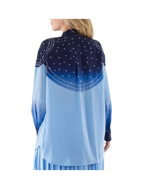 Burberry Soft Cornflower Bindie Constellation-print Silk Blouse in Blue ...