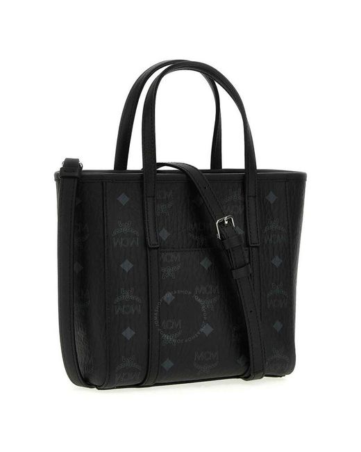 MCM Visetos Mini Toni Top-Zip Shopper Bag in Black | Lyst