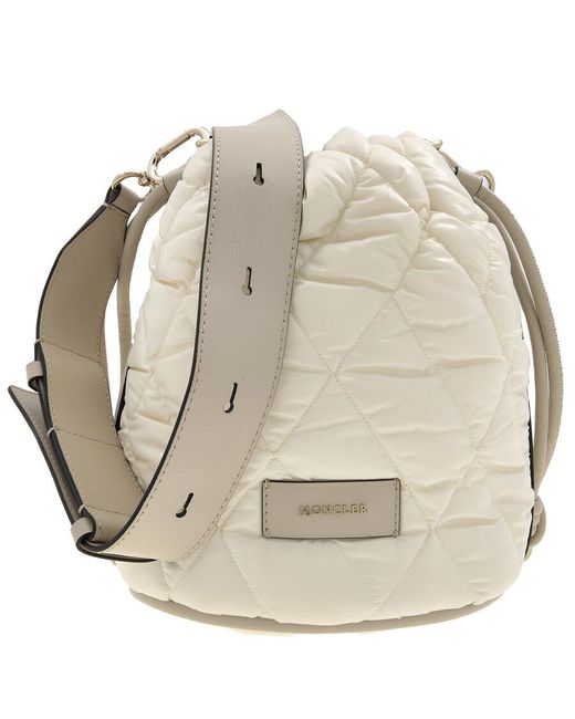 Moncler Quilted Nylon Laque Bucket Bag in Natural | Lyst