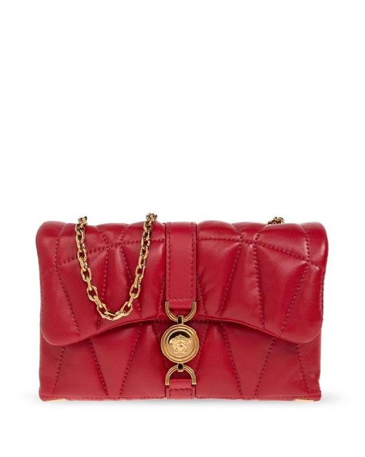 Versace Cleio Small Leather Crossbody Bag in Red | Lyst