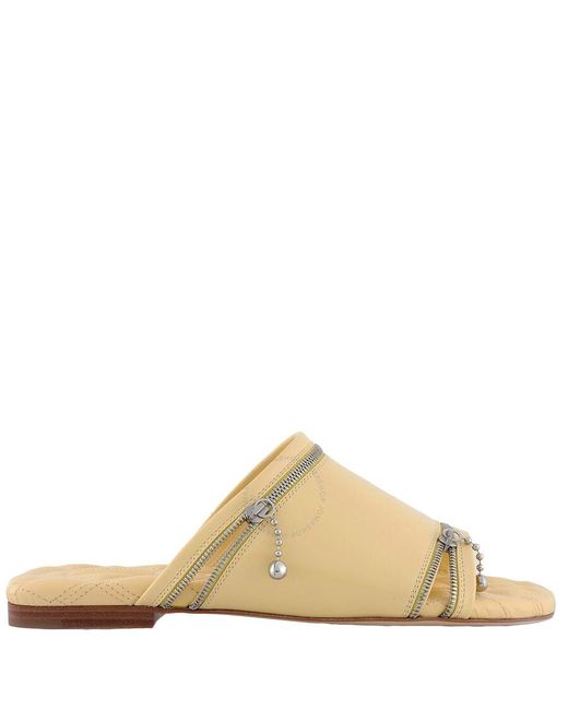Burberry Leather Peep-Toe Slides With Equestrian Knight Design, Brand ...