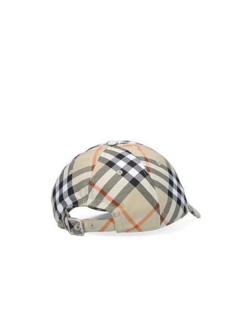 Burberry Equestrian Knight-Applique Checked Baseball Cap in Natural for ...