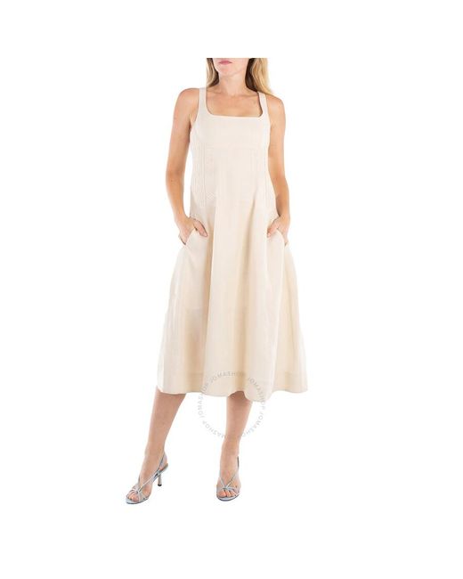 Chloé Coconut Milk Textured Corset-inspired Midi-dress in Natural | Lyst