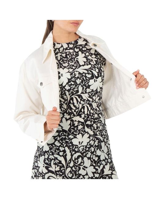 COACH Short Denim Logo Jacket in White | Lyst